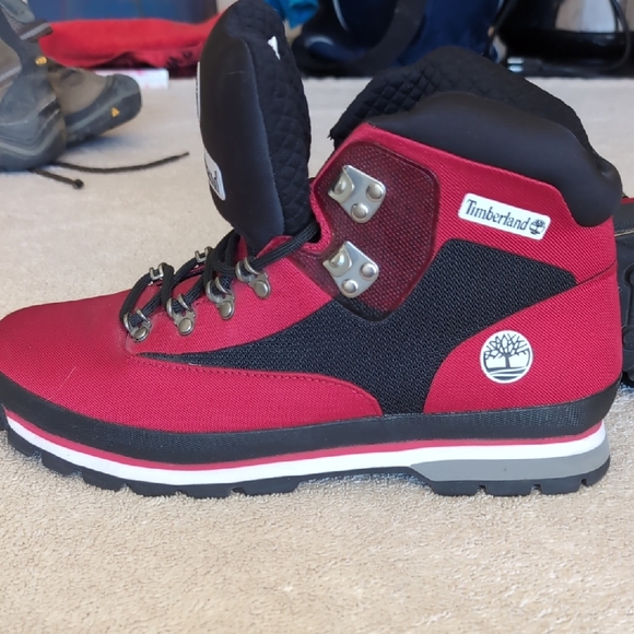Timberland | Shoes | Timberland Red And Black Outdoor Boots With Rugged ...